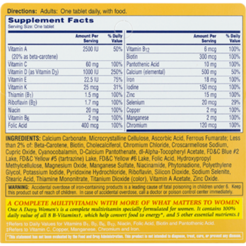 Buy Online One A Day Womens Formula Multivitamin 120 Tablets